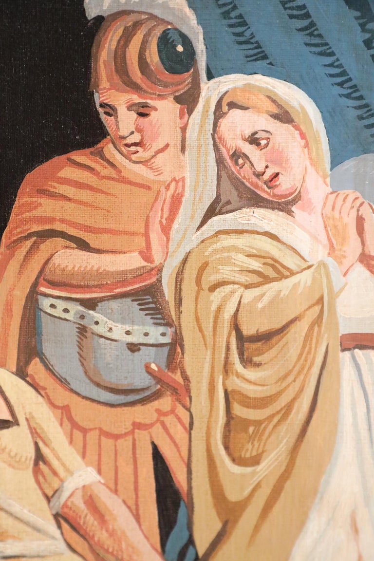 Heroic Gladiator and Blue Tent Oil Painting on Canvas For Sale at 1stDibs