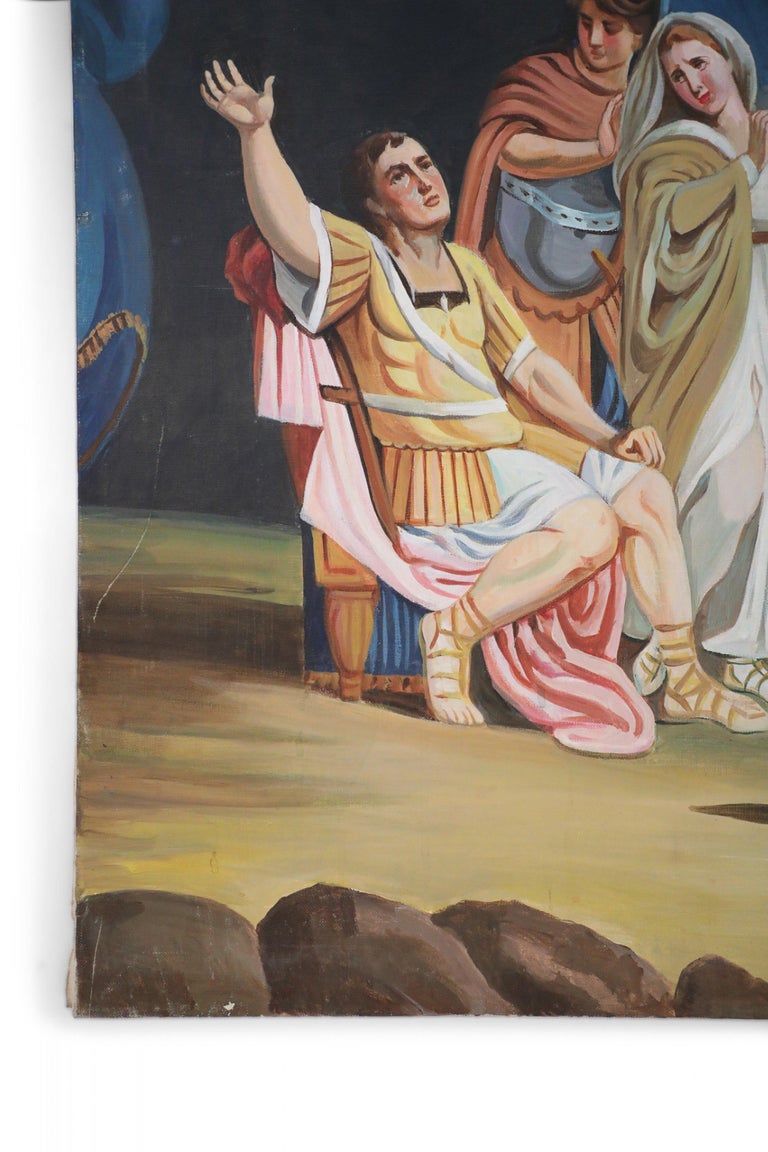 Heroic Gladiator and Blue Tent Oil Painting on Canvas For Sale at 1stDibs