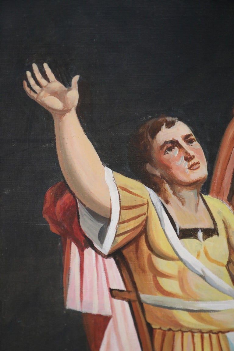 Heroic Gladiator and Blue Tent Oil Painting on Canvas For Sale at 1stDibs