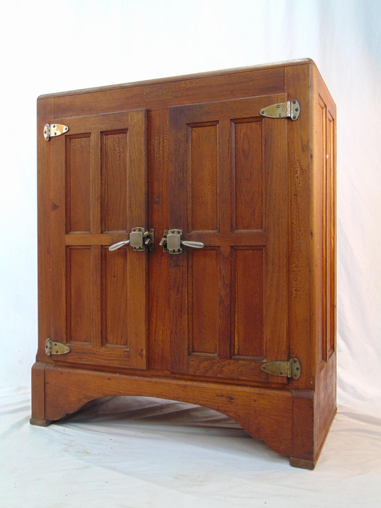 Herrick's Antique Vintage Wood Ice Box / Refrigerator For Sale at ...