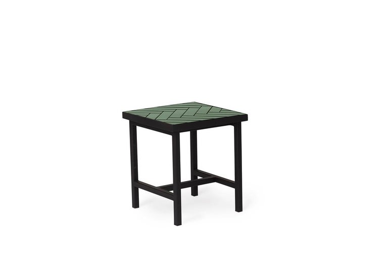 Herringbone Tile Side Table Forest Green Tiles Soft Black Steel by Warm ...