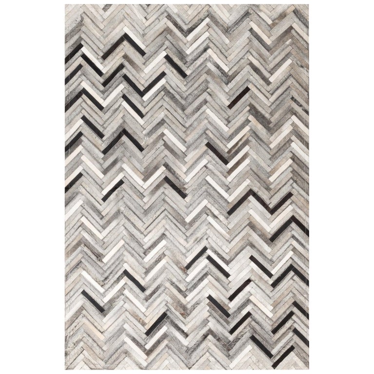 Herringbone White and Black, Luxurious El Cielo Cowhide Area Floor Rug ...