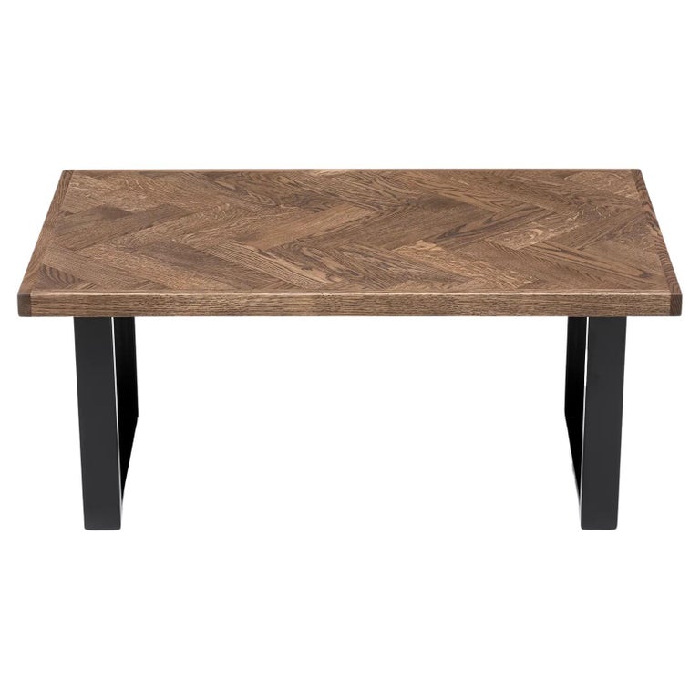 Herringbone Wood Coffee Table, Oak, Chocolate For Sale at 1stDibs