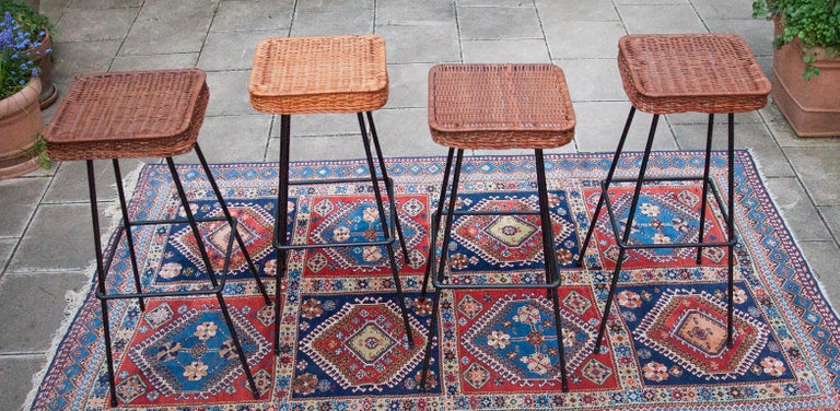 Herta Maria Witzemann Cane Bar Stools, 1950s For Sale at 1stDibs