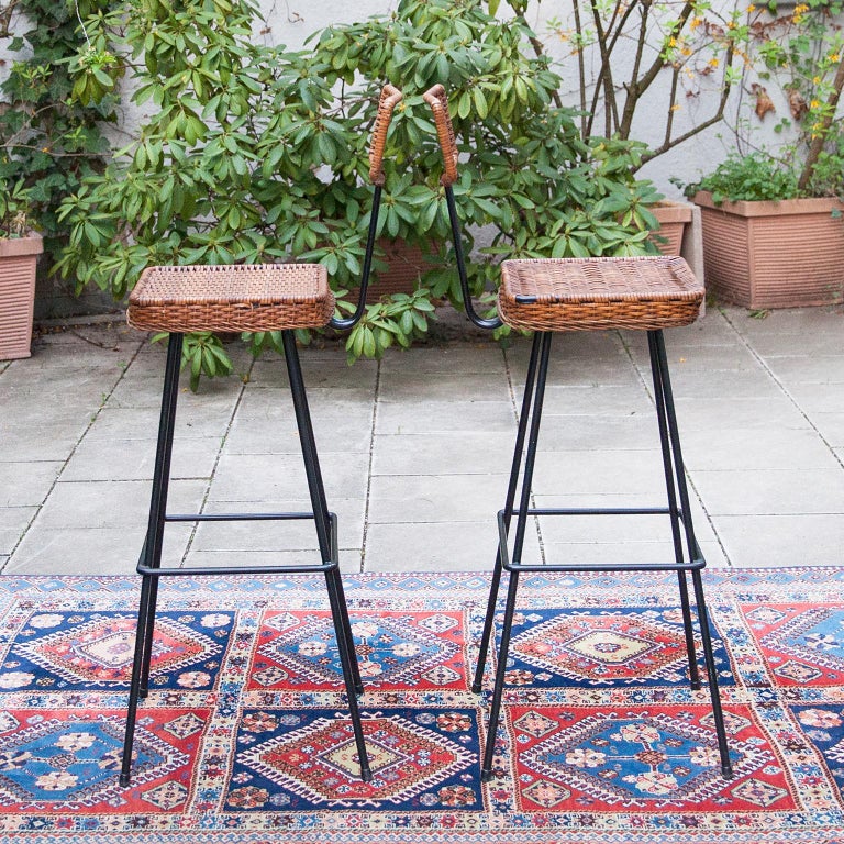 Herta Maria Witzemann Cane Bar Stools, 1950s For Sale at 1stDibs