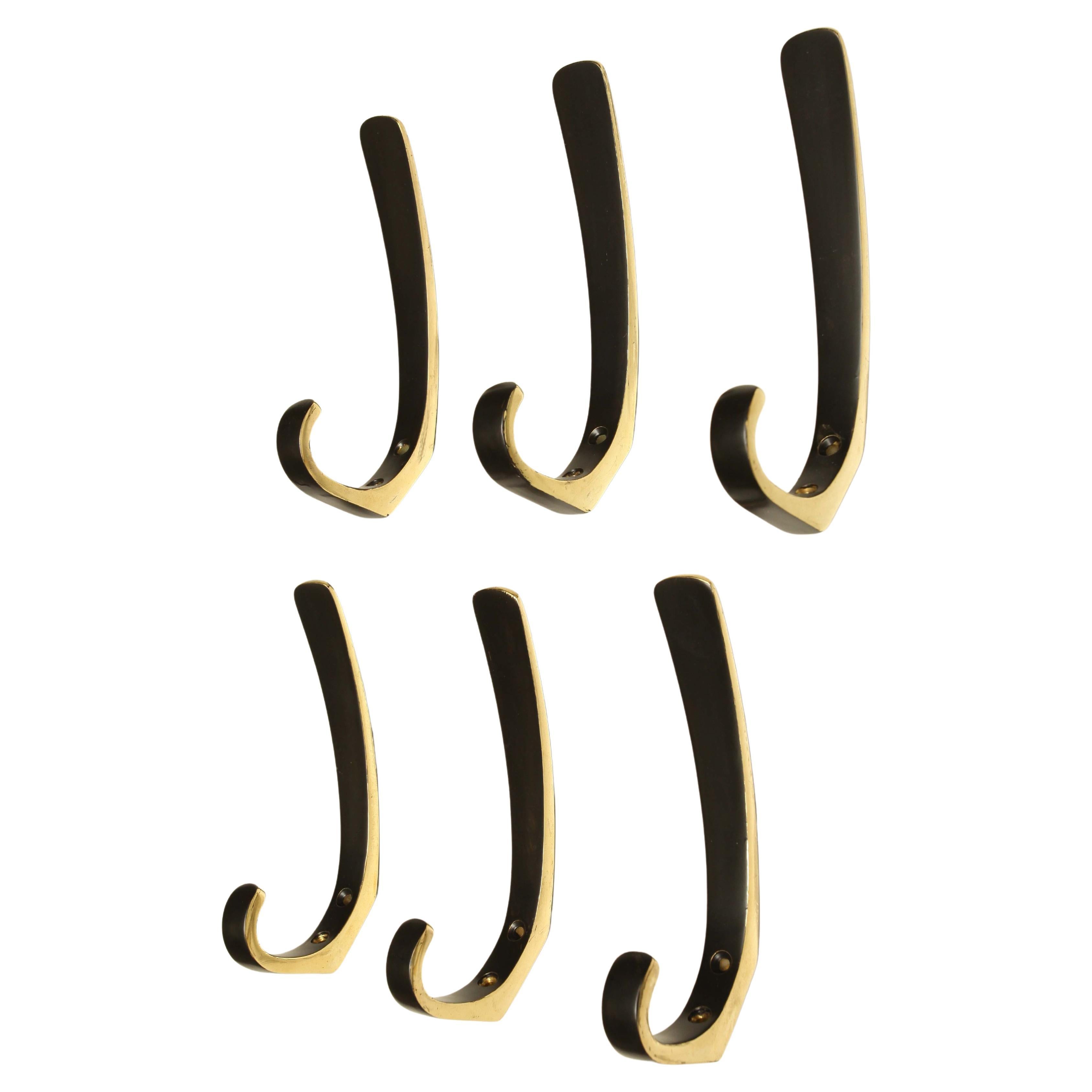 Hertha Baller 9 Brass Wall Hooks Vienna 1950 With Fitting Brass Screws For Sale At 1stdibs