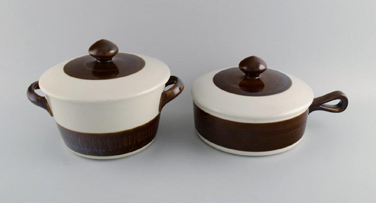 Hertha Bengtson for Rörstrand, Koka Pot and Saucepan in Stoneware For ...