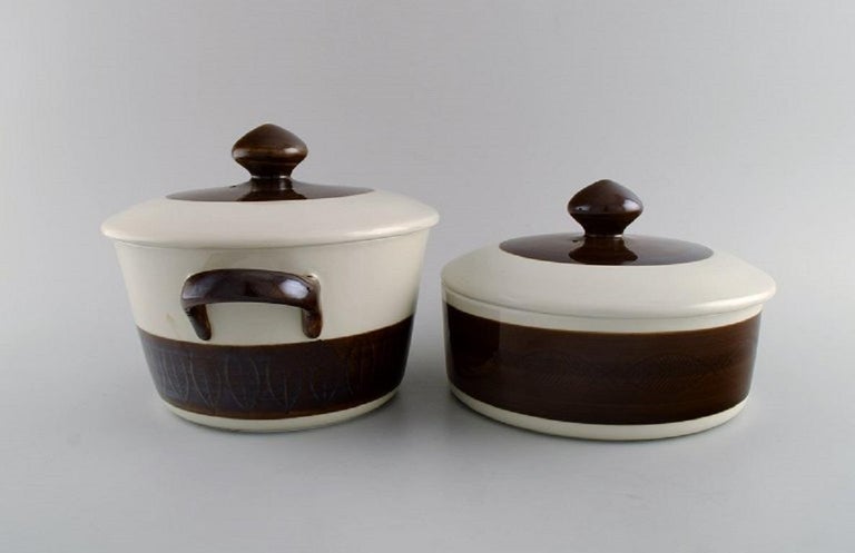 Hertha Bengtson for Rörstrand, Koka Pot and Saucepan in Stoneware For ...