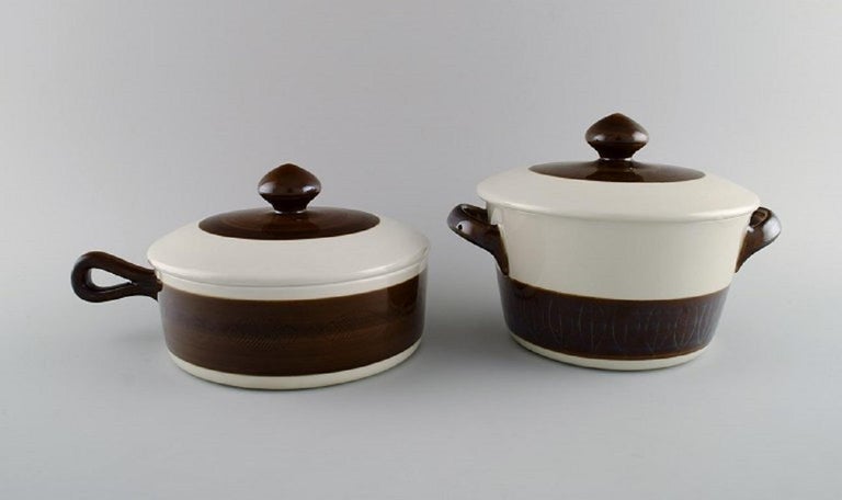 Hertha Bengtson for Rörstrand, Koka Pot and Saucepan in Stoneware For ...