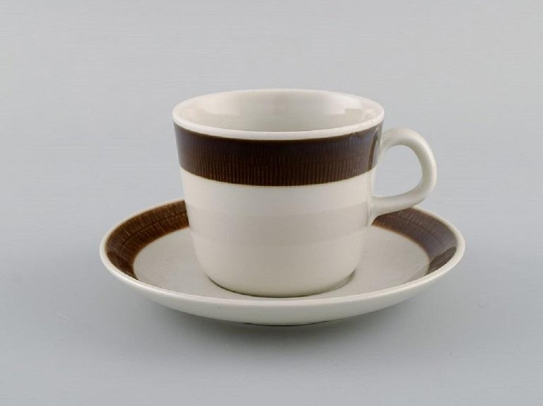 Hertha Bengtsson for Rörstrand, 10 Koka Coffee Cups with Saucers For ...