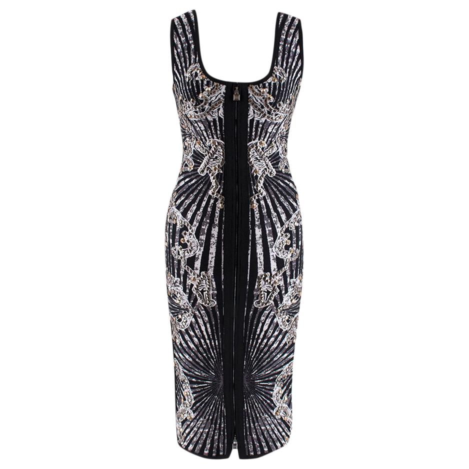 Herve Leger Black Studded Patterned Zip-Front Dress S at 1stDibs ...