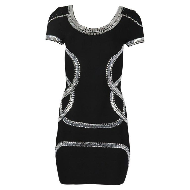 Herve Leger Embellished Stretch Knit Mini Dress Small For Sale at 1stDibs