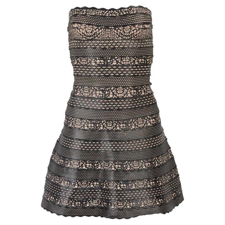 Herve Leger Strapless Bandage Mini Dress Xsmall For Sale at 1stDibs