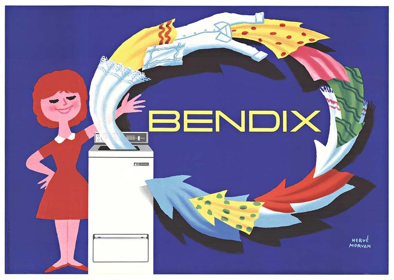Herve Morvan - BENDIX, original French mid century poster For Sale at ...