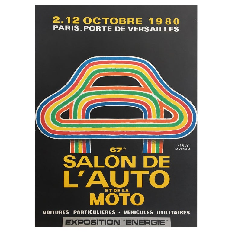 Herve Morvan, Original Vintage Poster, 'Auto and Motorcycle Show', 1980 ...