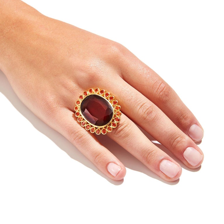 Hessonite Orange Sapphire Statement Ring at 1stDibs