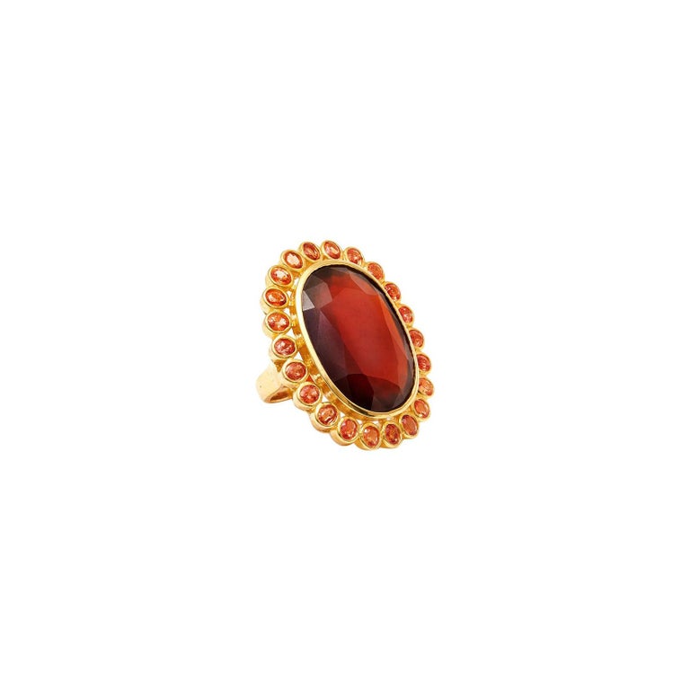 Hessonite Orange Sapphire Statement Ring at 1stDibs