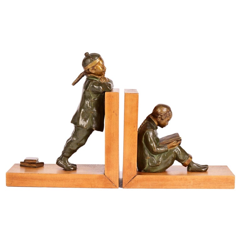 Hester Mabel White Art Deco Bronze Oriental Children Bookends For Sale ...
