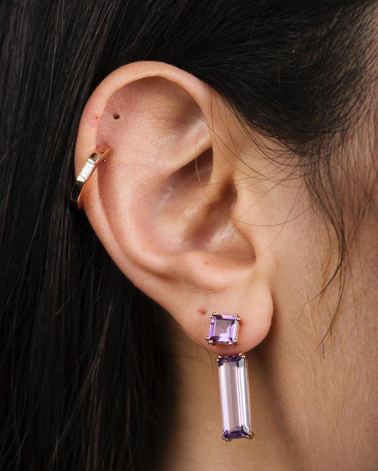Hestia Modern Sophia Purple Amethyst Stud and Marilyn Gemstone Earring ...
