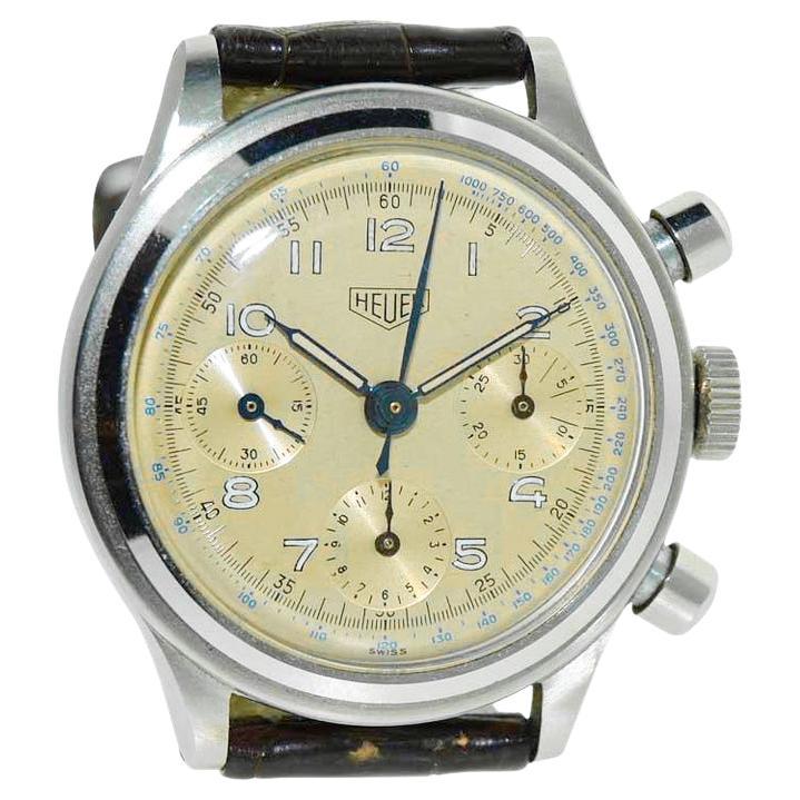 Heuer Stainless Steel Waterproof Three Register Chronograph Manual ...