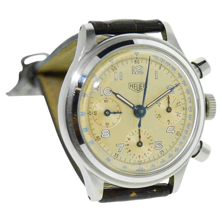 Heuer Stainless Steel Waterproof Three Register Chronograph Manual ...
