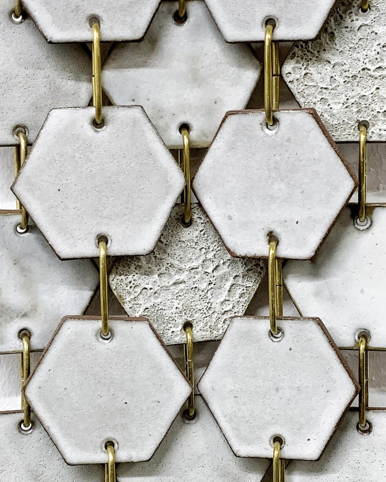 Hex Banner #1 Ceramic Tile Wall Hanging with Textured Glazes For Sale ...