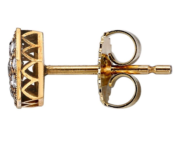 Handcrafted Hexagonal Mixed Cut Cobblestone Diamond Earrings by Single ...