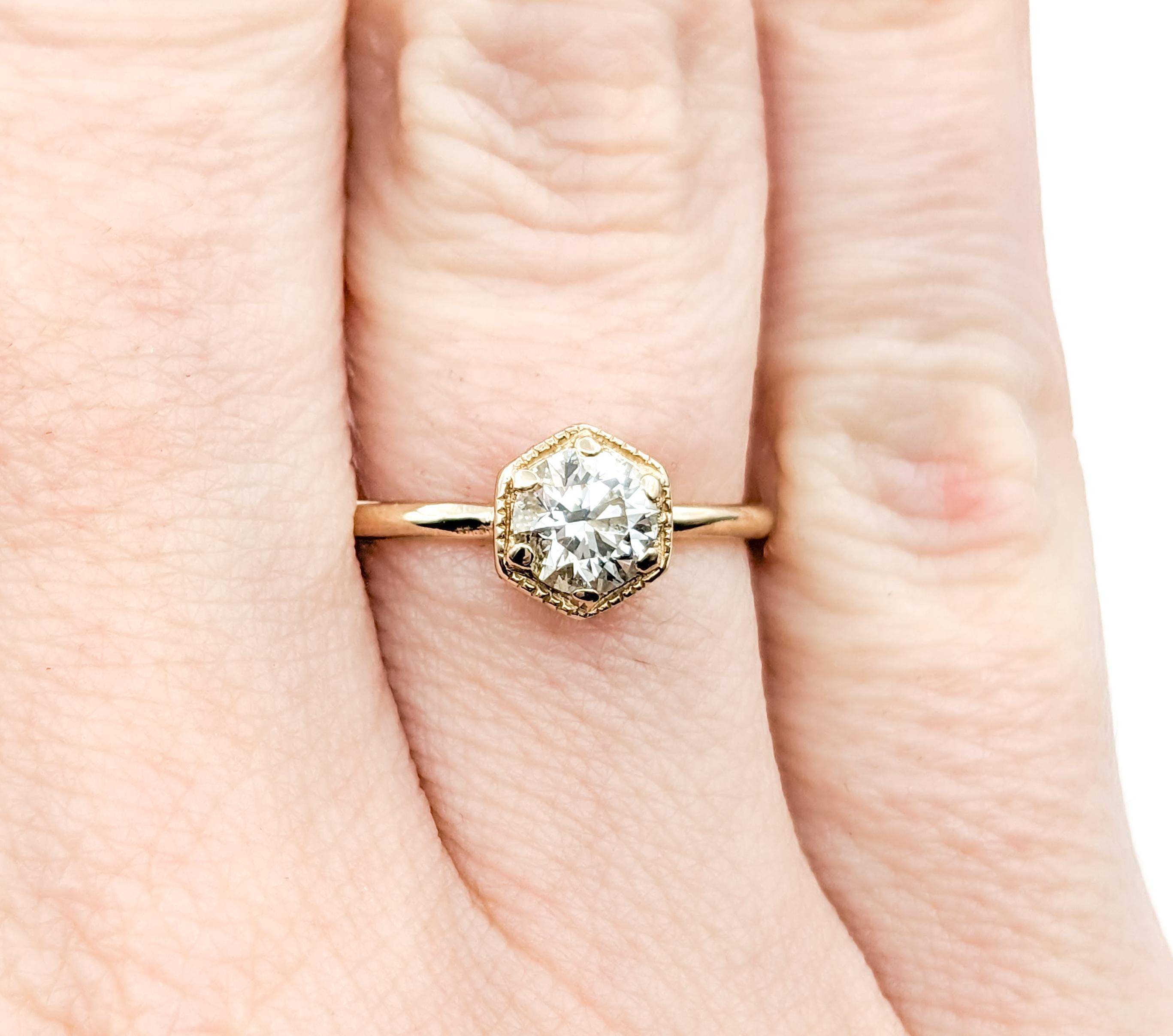 Hexagon Diamond Promise Ring In 18kt Yellow Gold For Sale at 1stDibs