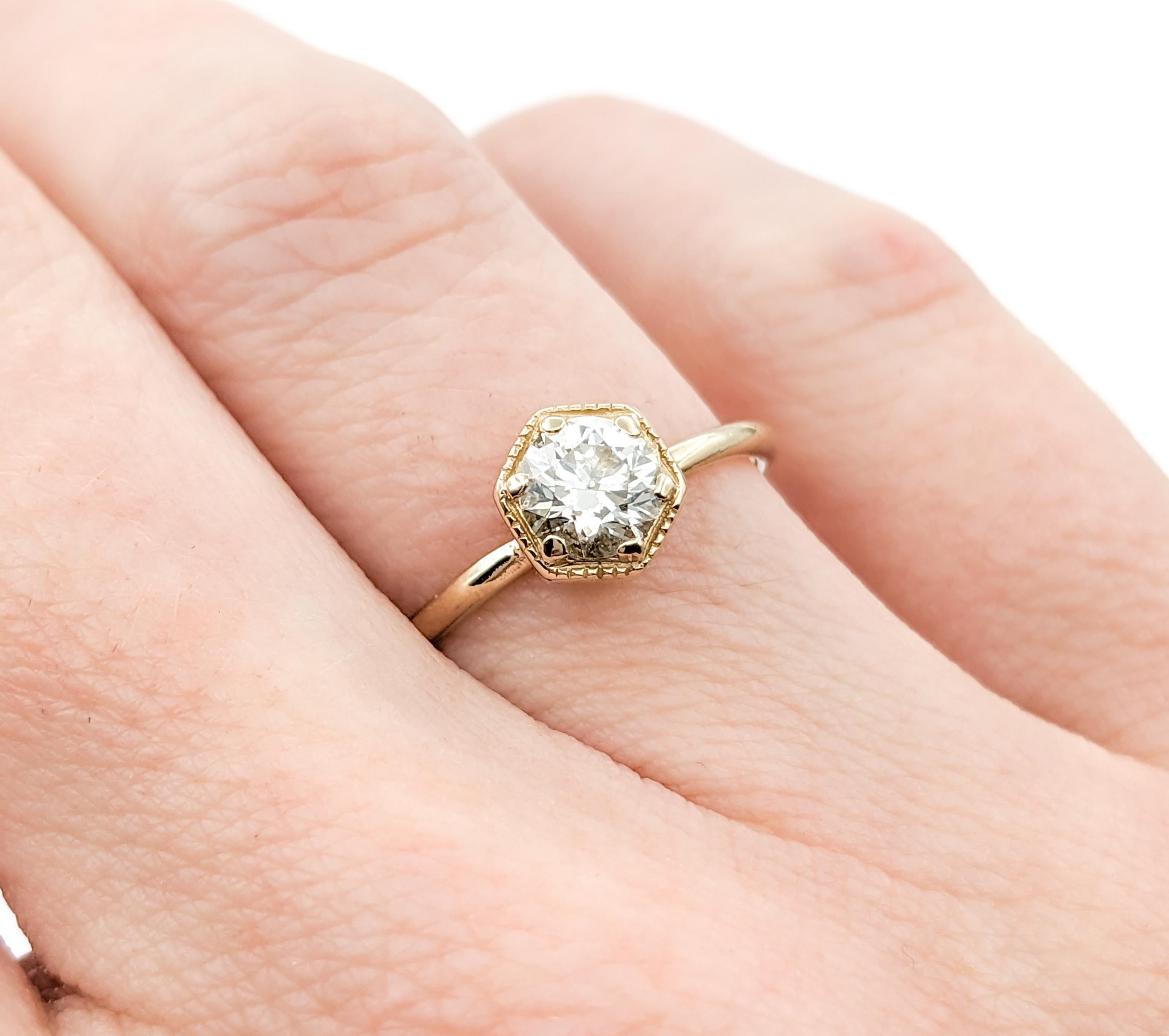 Hexagon Diamond Promise Ring In 18kt Yellow Gold For Sale at 1stDibs
