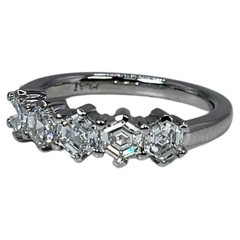 Hexagon Diamond Ring Platinum Rare Diamond Wedding Band Wedding Ring ...