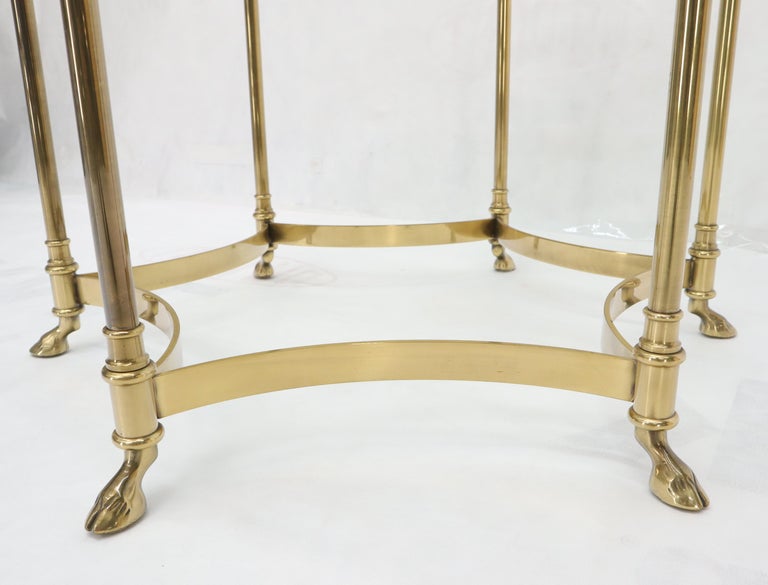 Hexagon Glass Top Brass Base Hoof Feet Italian Side End Table Stand For ...