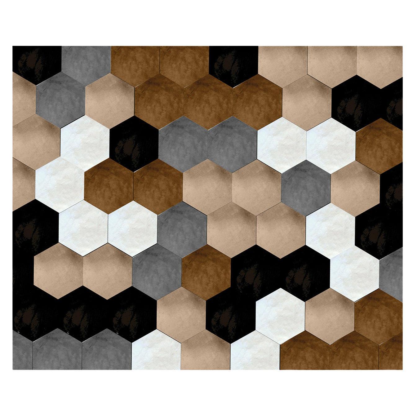 Contemporary Afghan Ikat Rug with White and Navy Hexagon Patterns For ...