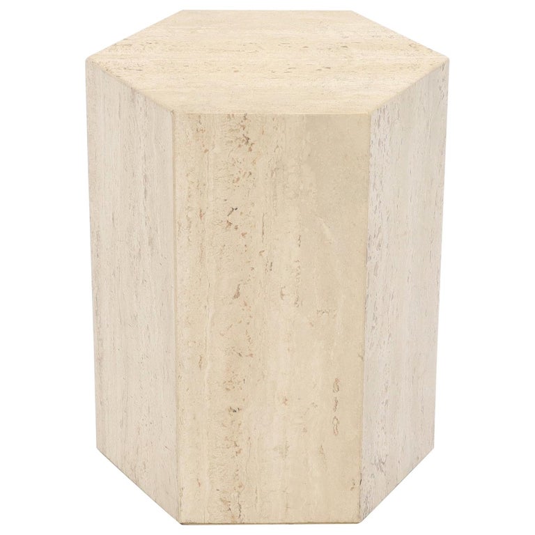 Hexagon Travertine Tall Side End Table Pedestal at 1stDibs | hexagon ...