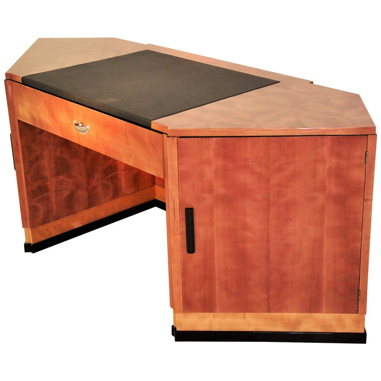 Hexagonal Art Deco Desk Made of Cherry and Mahogany Wood For Sale at 1stDibs