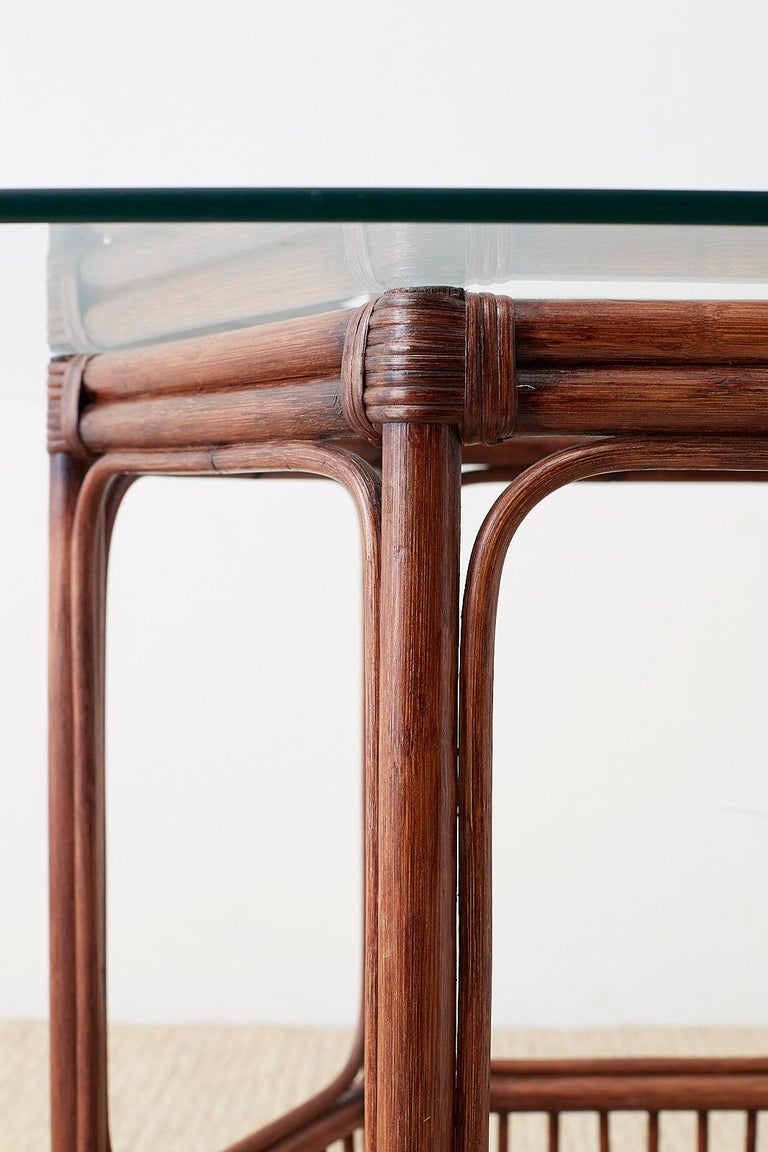 Hexagonal Bamboo Rattan Dining or Center Table at 1stDibs