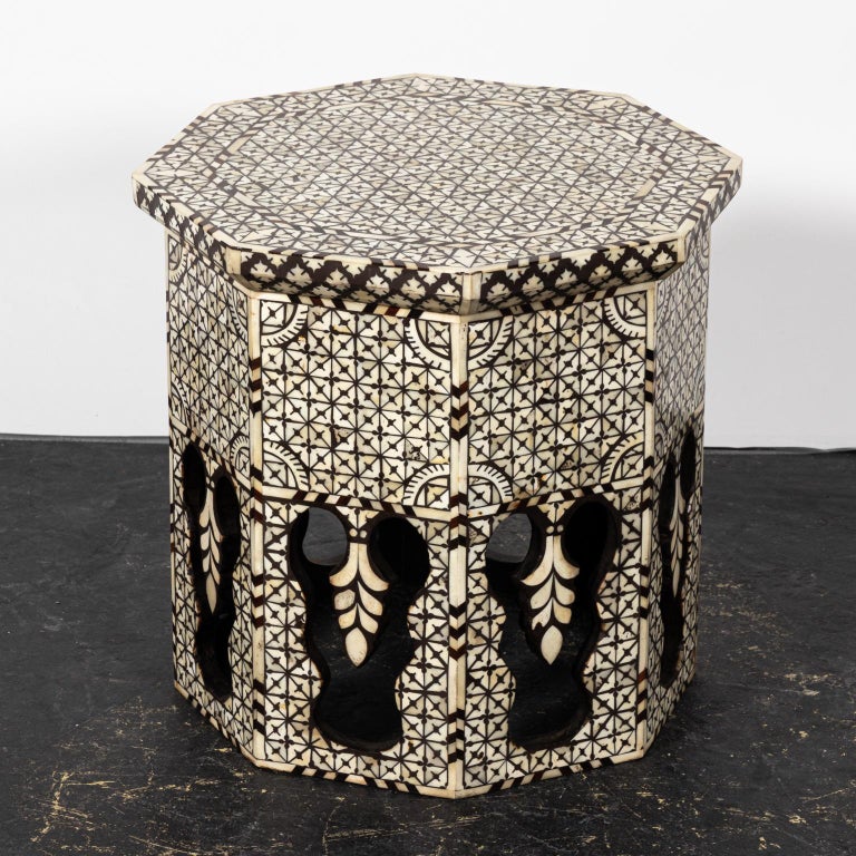 Hexagonal Bone Inlay Table at 1stDibs
