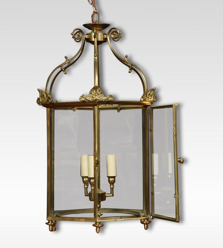 Hexagonal Brass Hall Lantern at 1stDibs