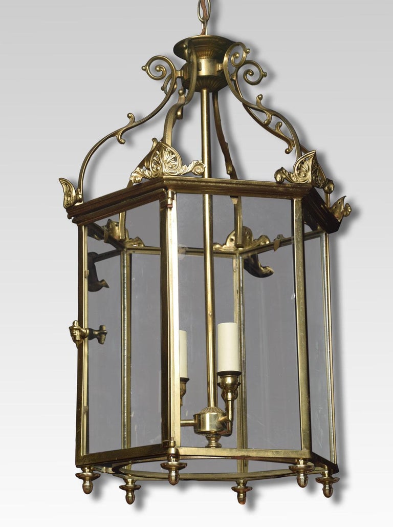 Hexagonal Brass Hall Lantern at 1stDibs