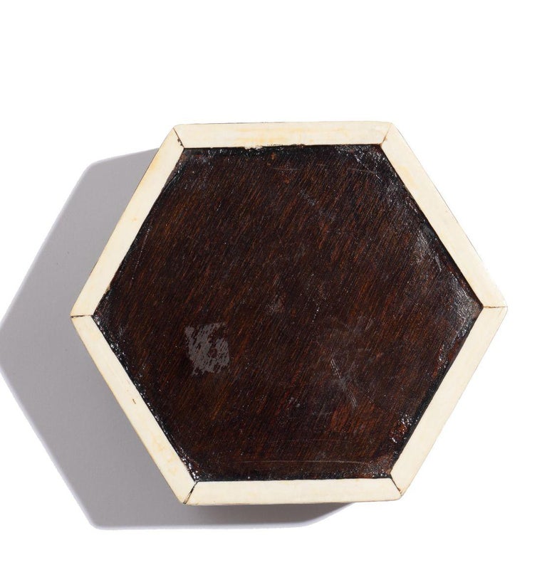 Hexagonal Damascus Box with Hinged Lid For Sale at 1stDibs