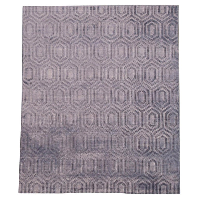 Hexagonal Geometric Silk Modern Rug For Sale at 1stDibs