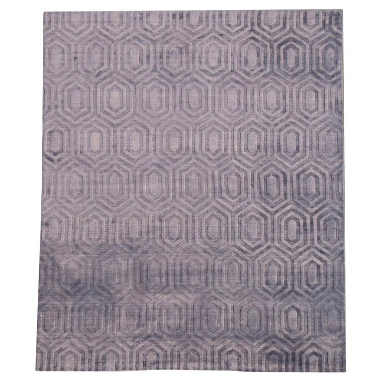 Hexagonal Geometric Silk Modern Rug For Sale at 1stDibs