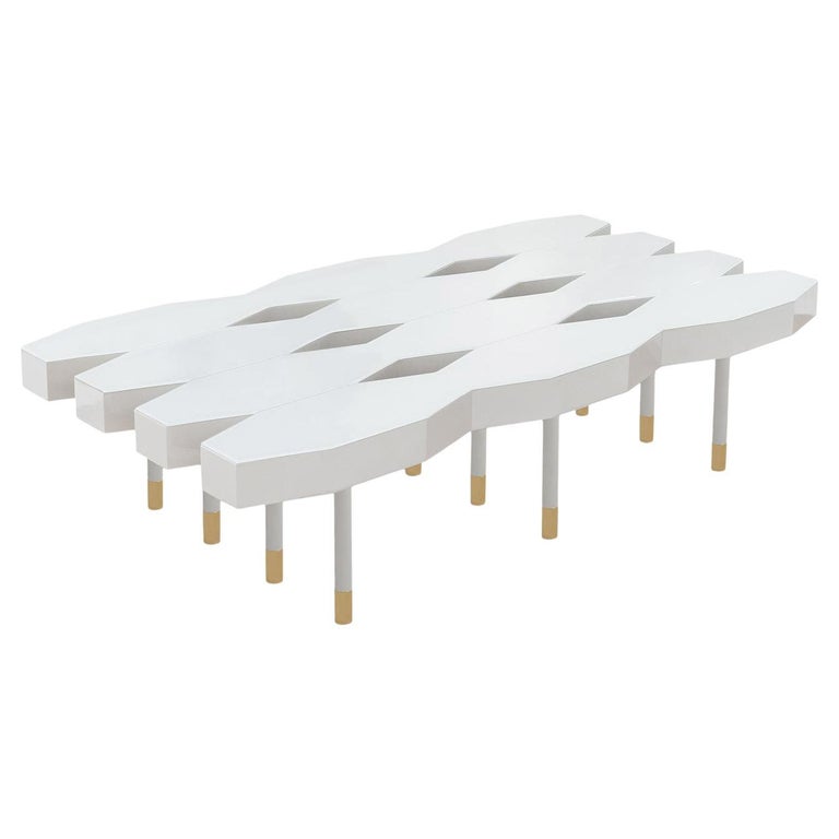 Hexagonal Matte White Coffee Table For Sale at 1stDibs