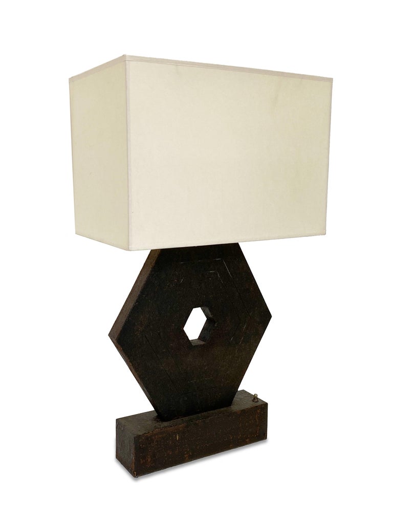 Hexagonal Metal Lamp Designed by Juan Montoya For Sale at 1stDibs