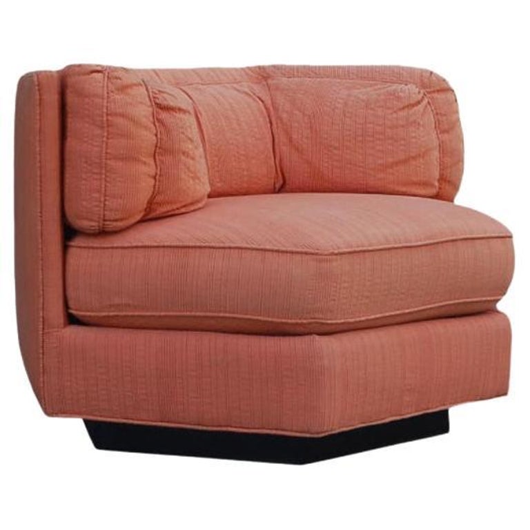 Hexagonal Mid-Century Modern Club Lounge Chair by Bernhardt on Plinth ...