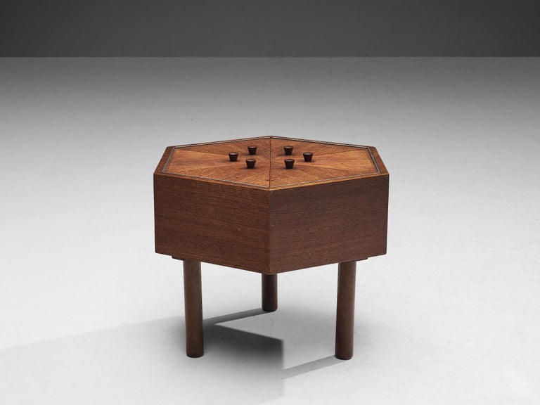 Hexagonal Small Cabinet in Teak For Sale at 1stDibs