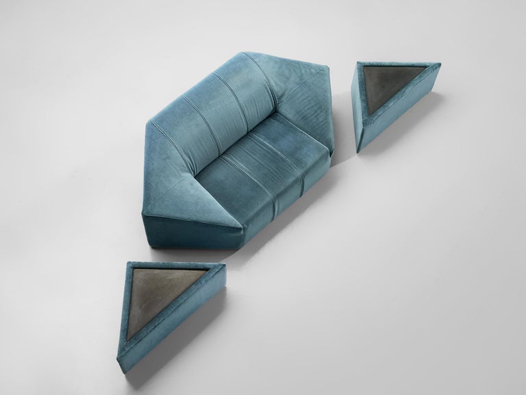 Hexagonal Sofa with Pair of Side Tables For Sale at 1stDibs