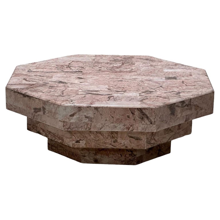 Hexagonal Stacked Pink Marble Coffee Table, Italy, 1970 For Sale at 1stDibs