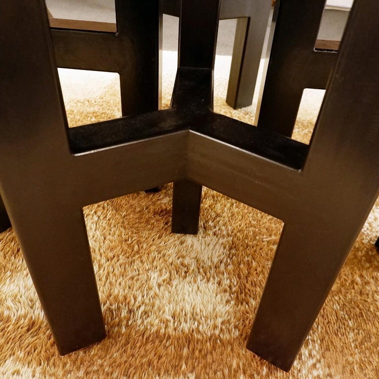 Table with Ado Chale Style Enameled Steel Base and Belgian Blue Stone ...