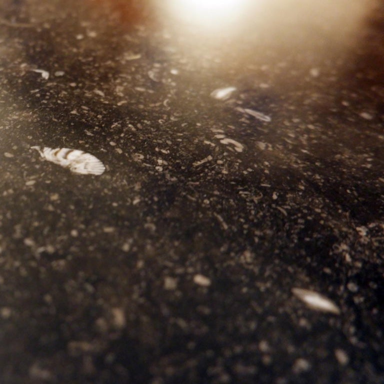 Table with Ado Chale Style Enameled Steel Base and Belgian Blue Stone ...