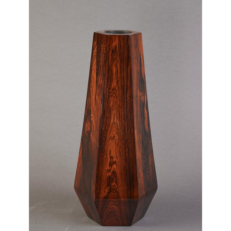 Hexagonal Tall Vessel in Beautifully Grained Veneered Wood For Sale at ...